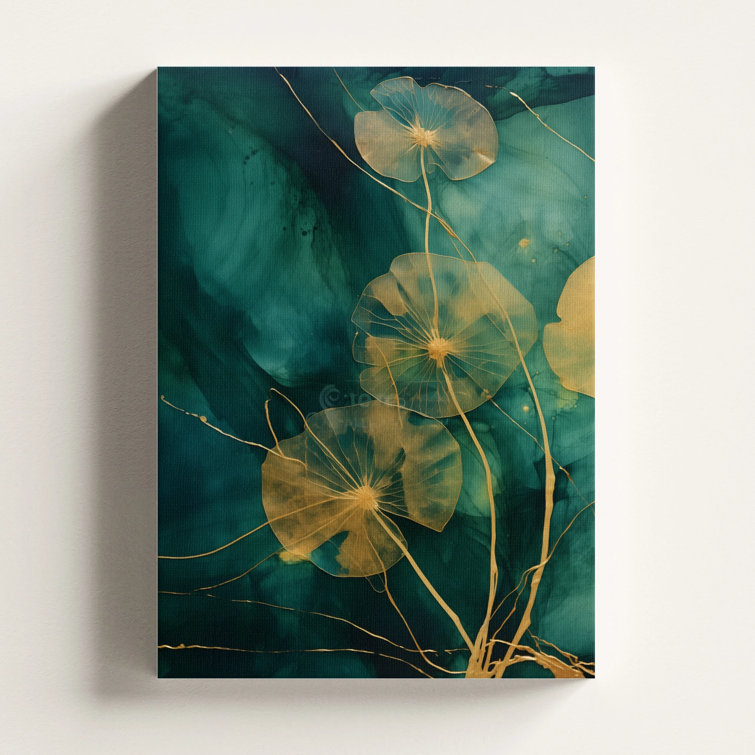 Mercer41 Gold Dandelion Wall Art | Abstract Floral Canvas Print | Wayfair.co.uk